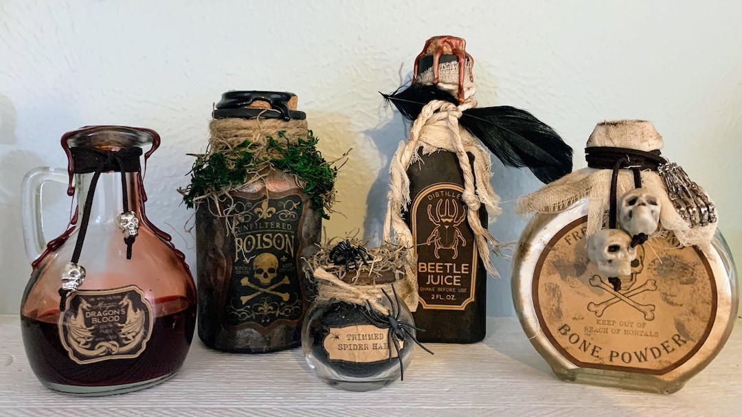 Halloween Decor Poison Bottles Apothecary Bottles Potions - Etsy
