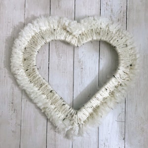 Boho Wreath, Heart Wreath, White Heart Wreath, Valentine Decor, Year ...