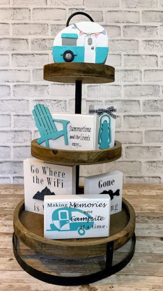 Camping Themed Tiered Tray Décor Summer Camping Signs Tiered - Etsy