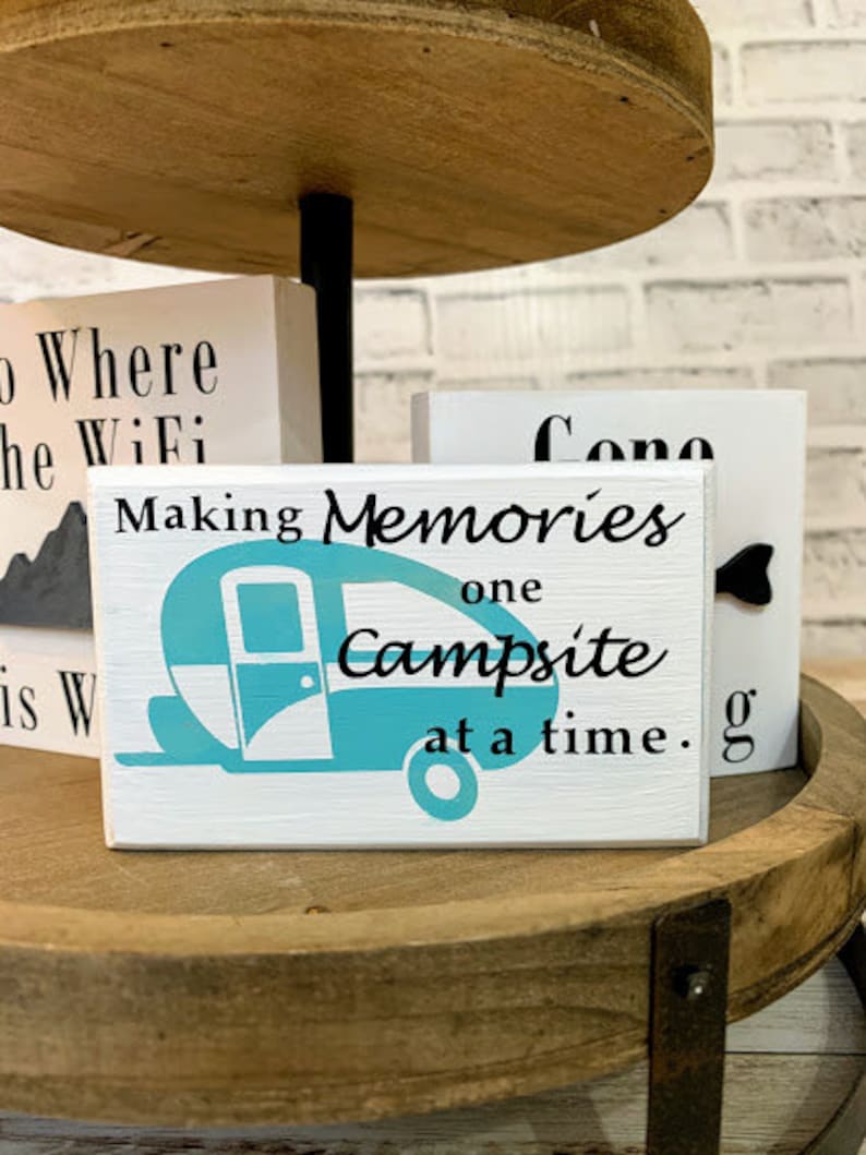 Camping Themed Tiered Tray Décor, Summer Camping Signs, Tiered Tray ...