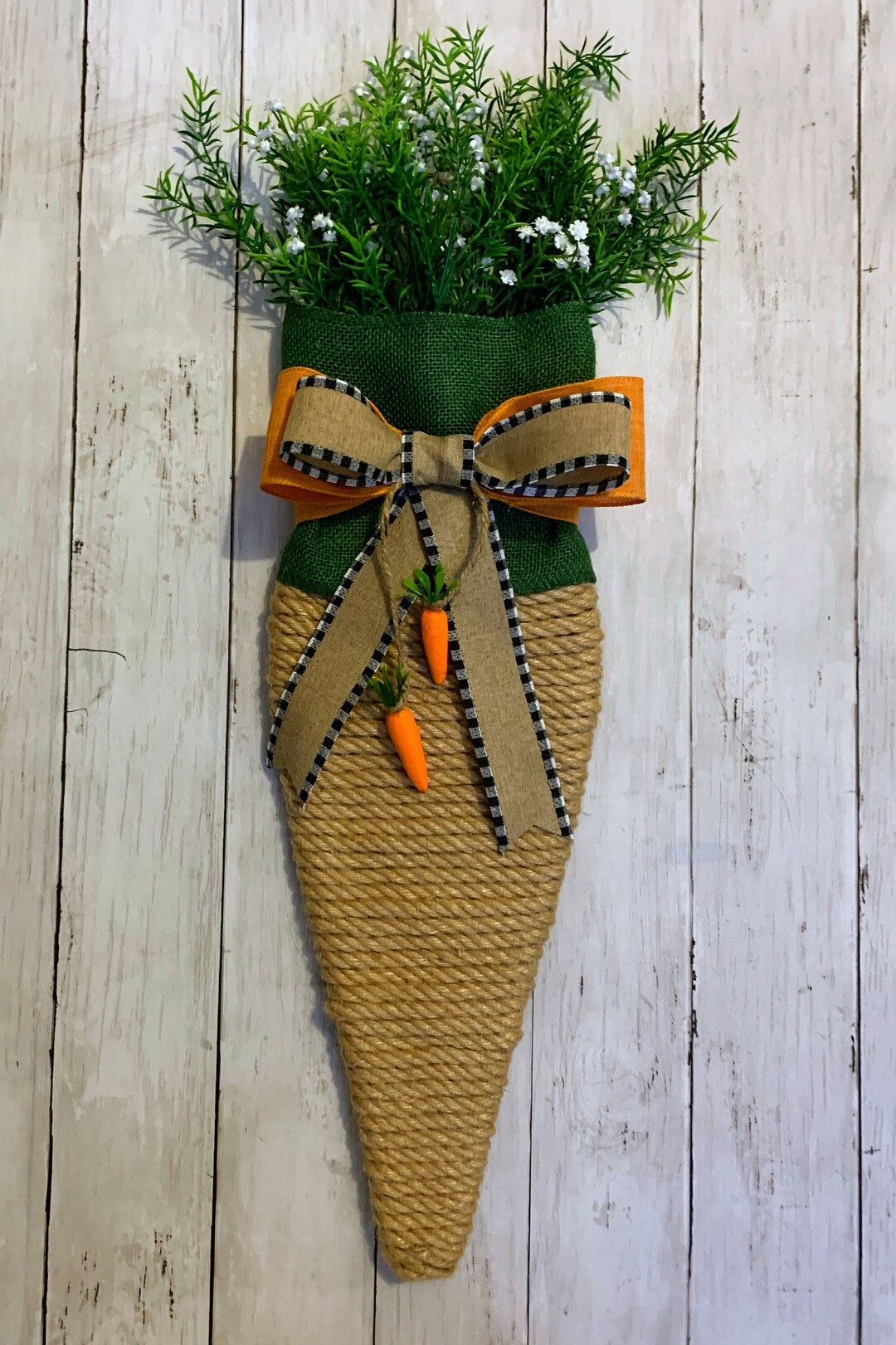 Spring Carrot Easter Door Hanger Wreath, Rope Carrot Wreath, Farmhouse ...