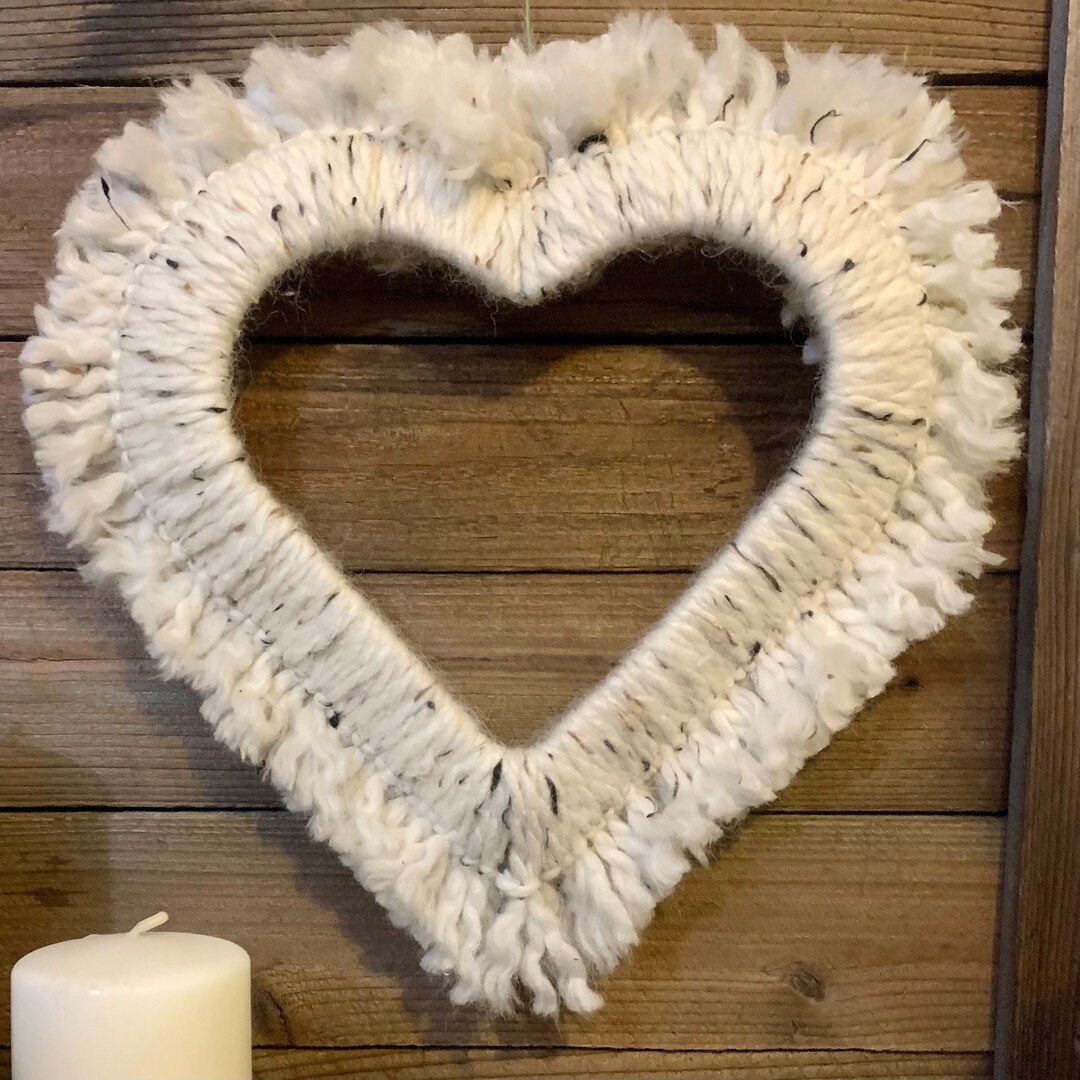 Boho Wreath, Heart Wreath, White Heart Wreath, Valentine Decor, Year ...