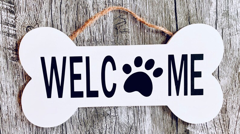 Dog Bone Sign Wood Pet Sign Door Hanger Dog Welcome Sign - Etsy