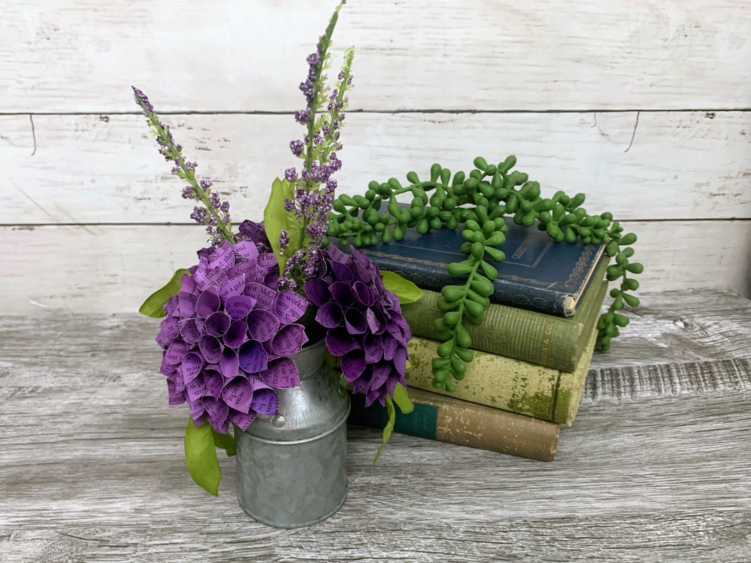 Vintage Book Page Flowers Purple Paper Flowers Book Lover - Etsy