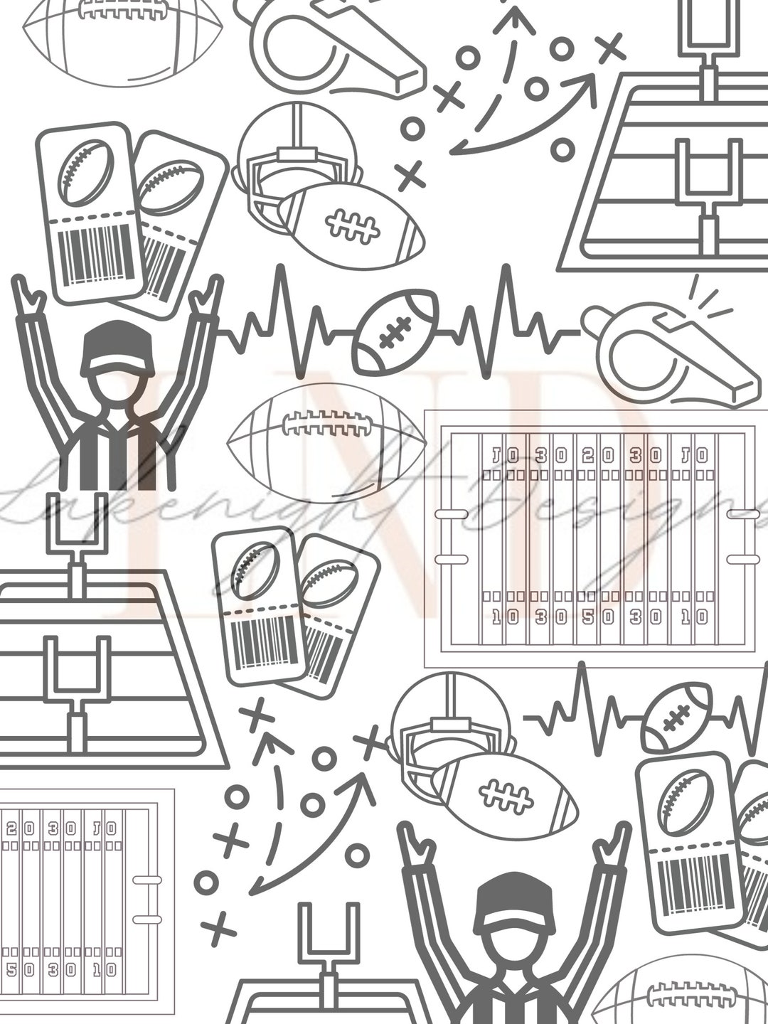 Football Coloring Page - Etsy