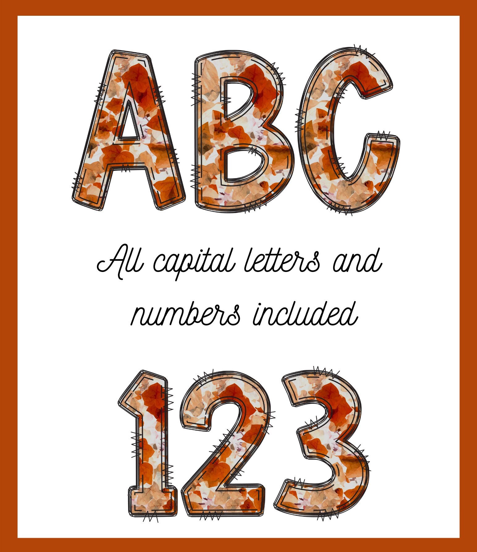 Fall Doodle Letters With Clip Art PNG Files, Doodle Alpha Bundle, Make ...