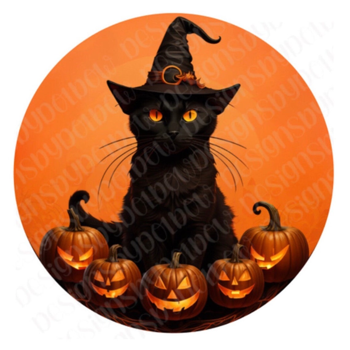 Black Cat Witches Hat Happy Halloween Spooky Wreath Sign - Etsy