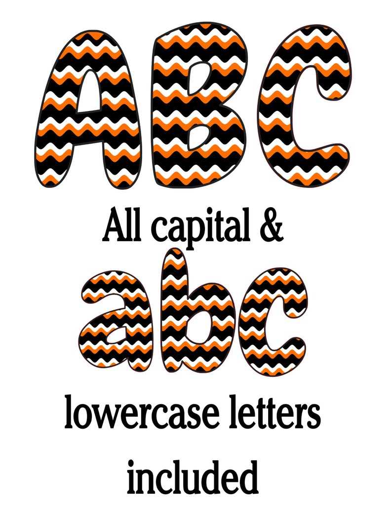 Halloween Doodle Letters With Clip Art PNG Files, Doodle Alpha Bundle ...
