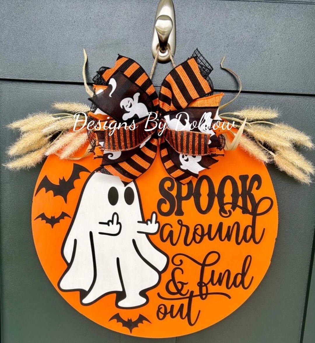 Halloween Front Door Hanger, Halloween Decor, Ghost Door Hanger ...