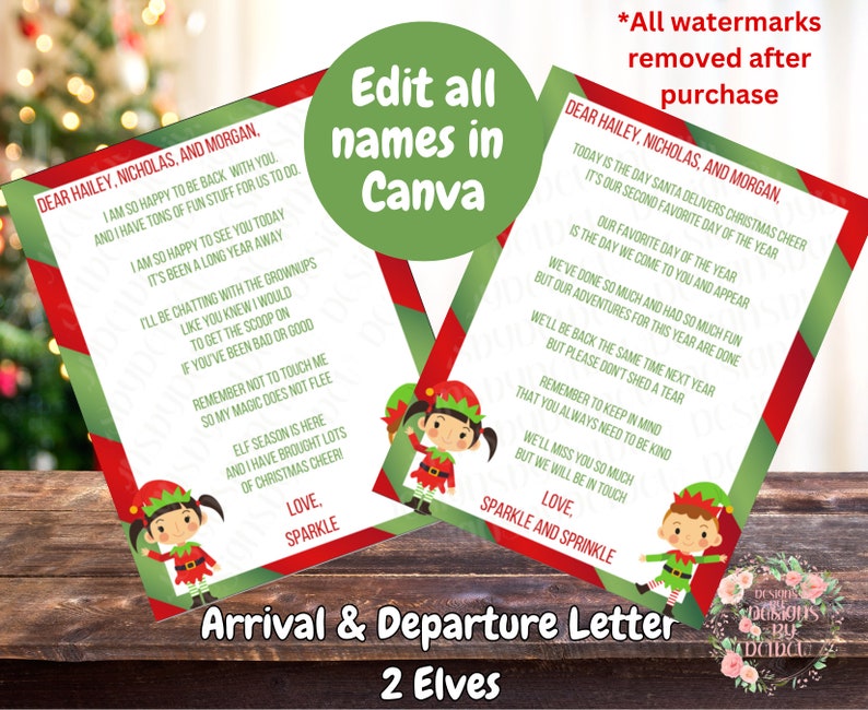 Printable Personalized Elf/elves Hello & Goodbye Letter, Instant ...