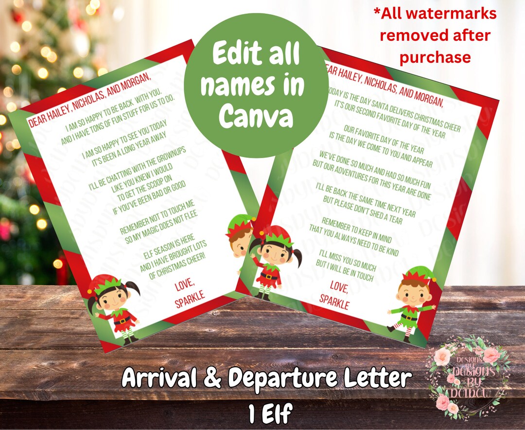 Printable Personalized Elf/elves Hello & Goodbye Letter, Instant ...
