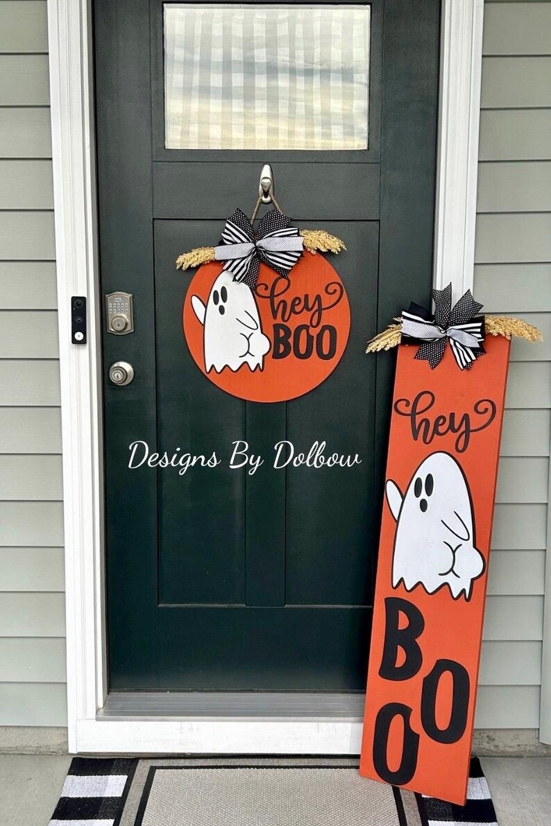 Halloween Front Porch Leaner, Halloween Decor, Ghost Door Hanger ...