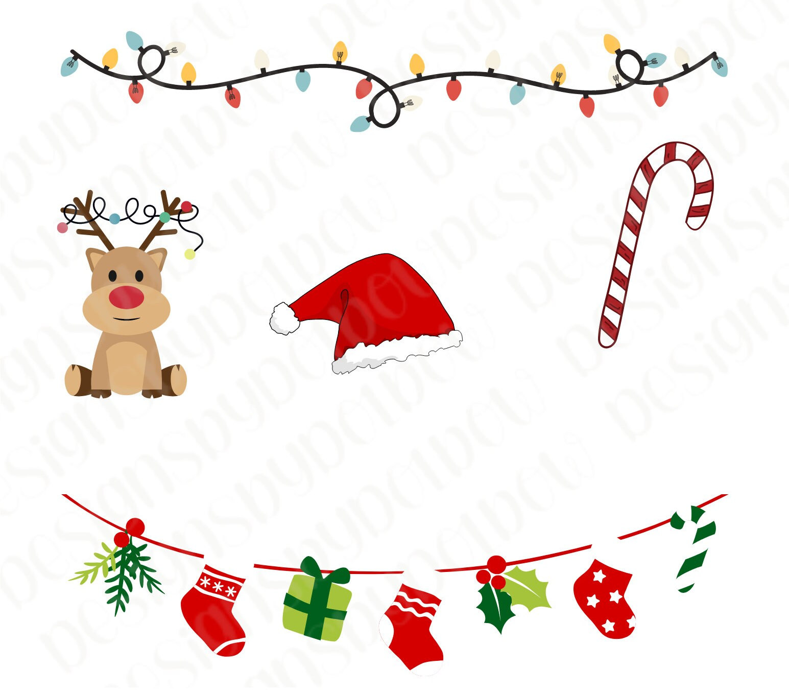 Christmas Doodle Letters With Clip Art PNG Files, Doodle Alpha Bundle ...