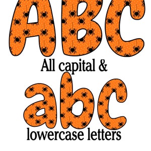 Halloween Doodle Letters With Clip Art PNG Files, Doodle Alpha Bundle ...
