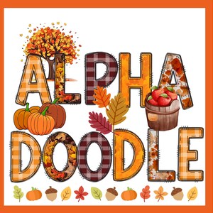 Fall Doodle Letters With Clip Art PNG Files, Doodle Alpha Bundle, Make ...