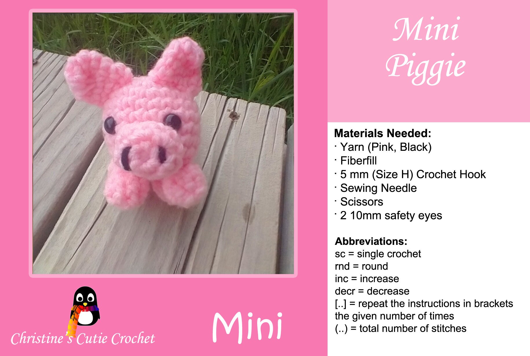 Mini Piggie Amigurumi Cutie Crochet Kit - Etsy