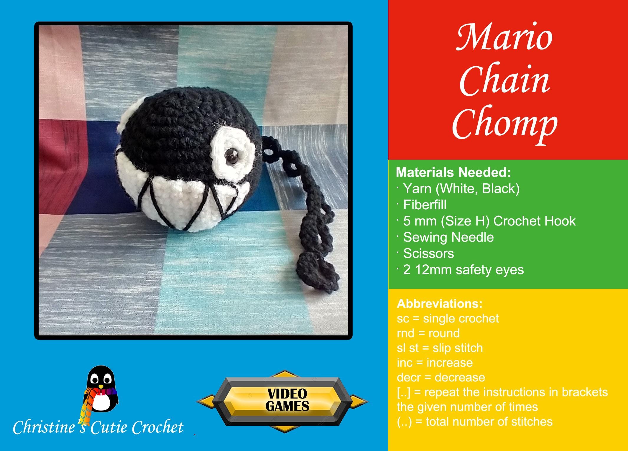 Super Mario Chain Chomp Amigurumi Cutie PDF Pattern - Etsy