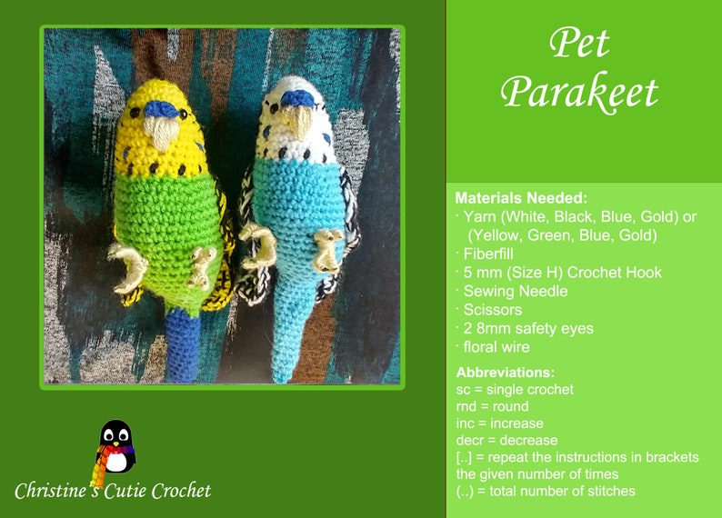 Pet Parakeet Bird Wearable Amigurumi Cutie Crochet Kit - Etsy