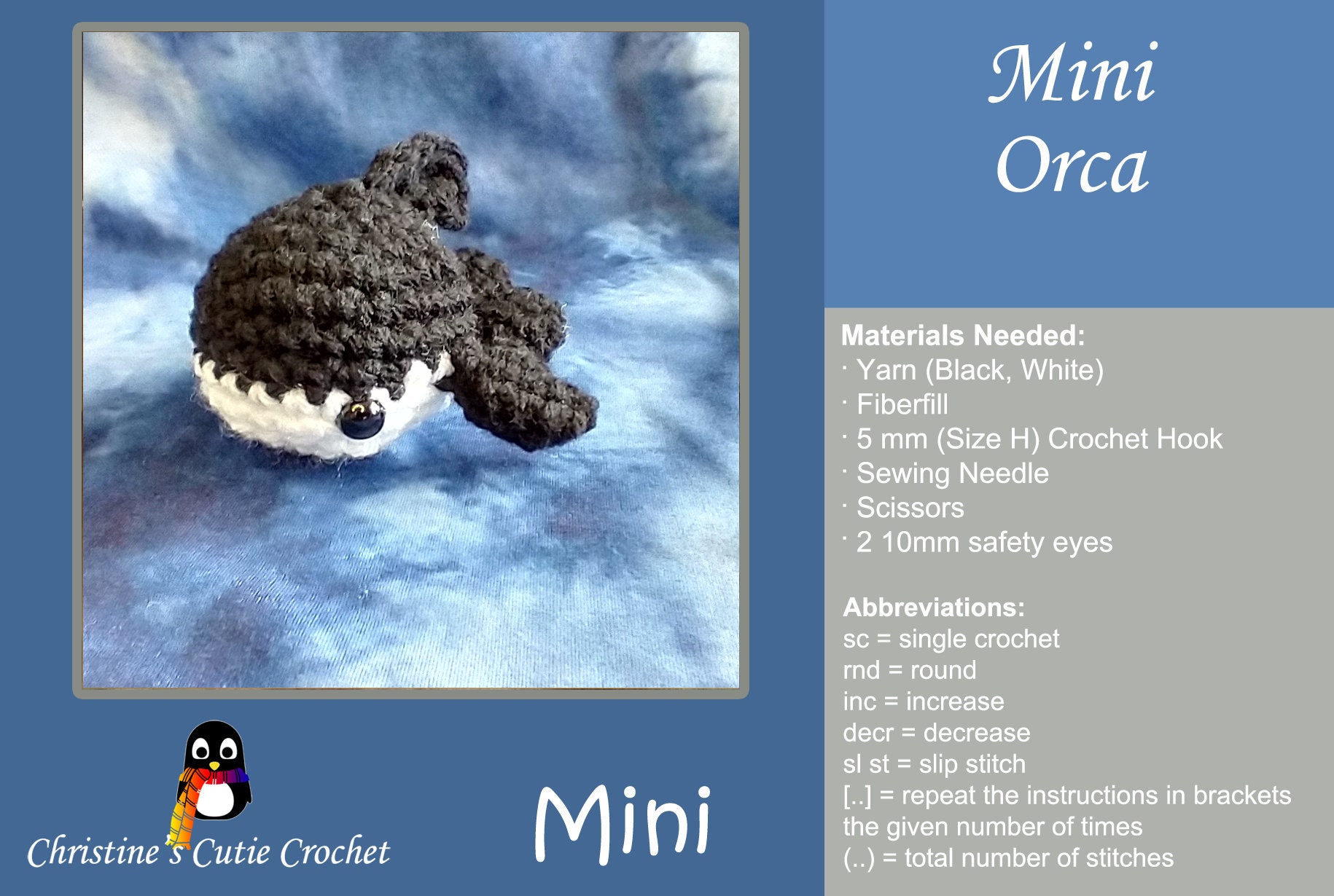 Mini Orca Amigurumi Cutie Crochet Kit - Etsy