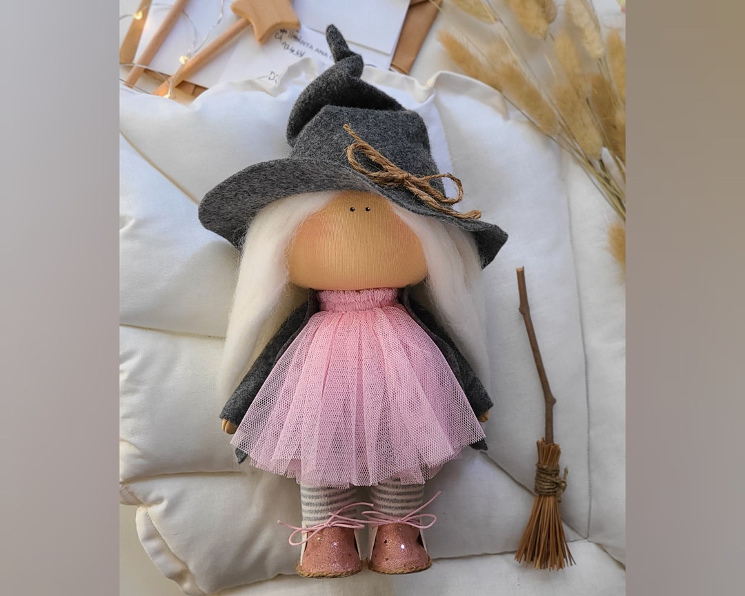 Interior Doll Mint Witch With Broom, Good Witch, Halloween, Nice Witch ...