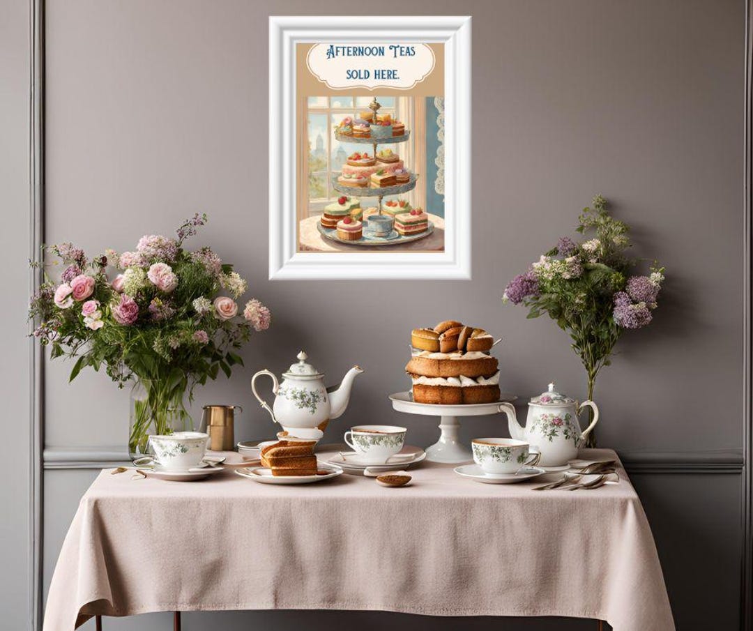 Tea and Cake Poster Art Tearoom Café Decor Digital Download - Etsy