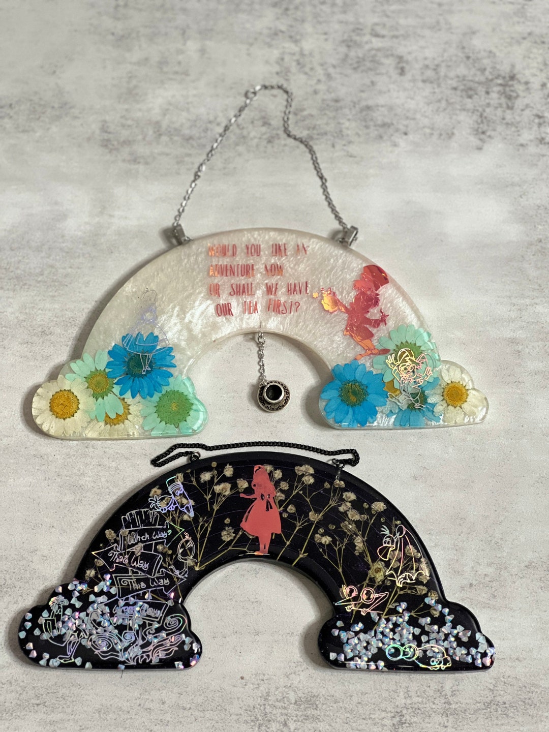 Resin Art Rainbow Mad Party Wonderland Wall Hanging Real Flowers Unique ...
