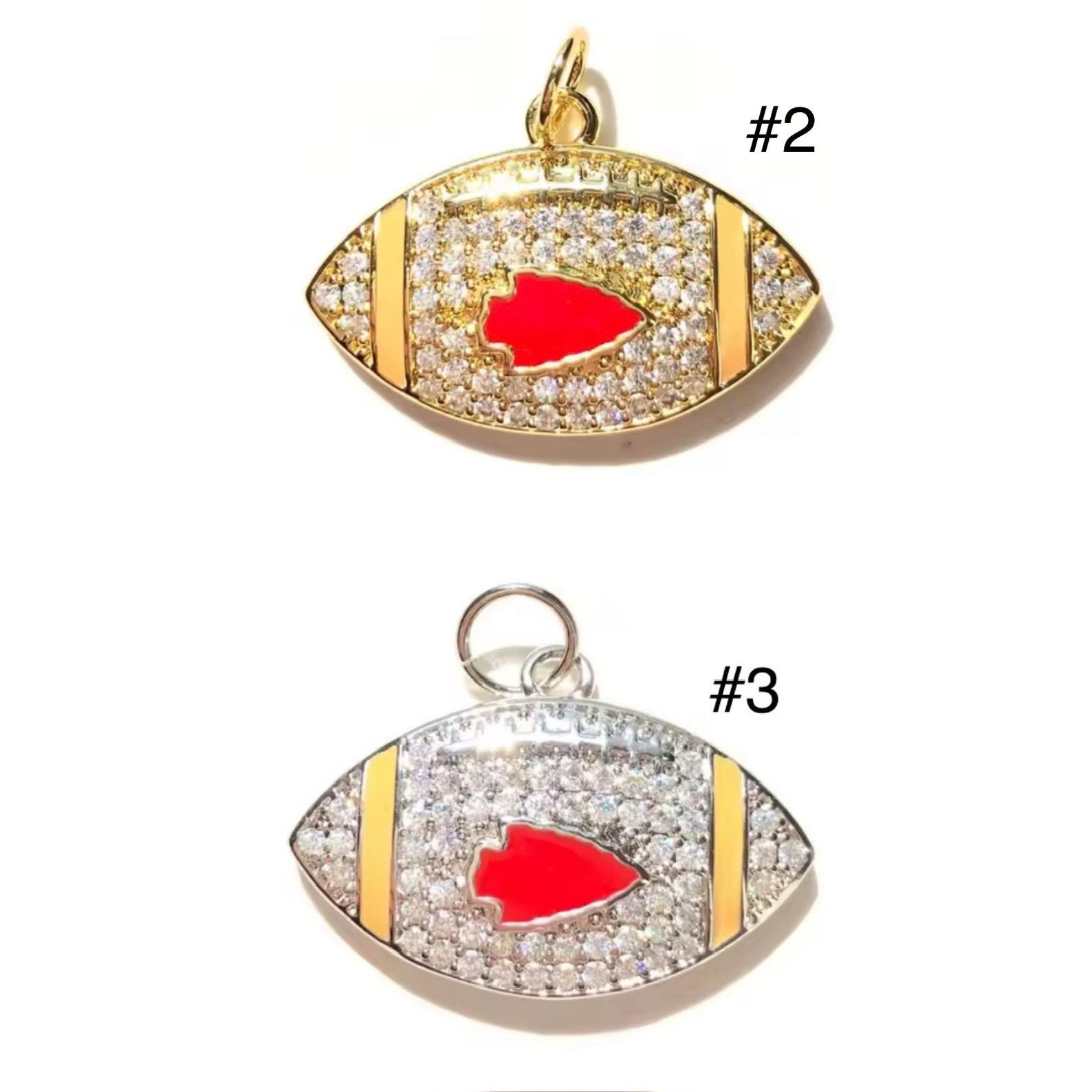 Chiefs Arrowhead Charm: Gold or Silver Enamel Bead - Etsy