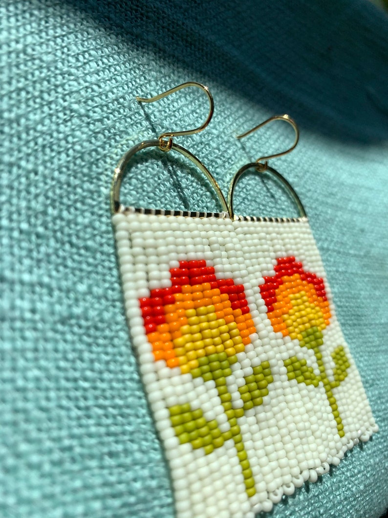 Vintage Pyrex Inspired Earrings, Beaded Earrings, Pyrex, Handmade - Etsy