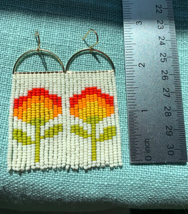 Vintage Pyrex Inspired Earrings, Beaded Earrings, Pyrex, Handmade - Etsy
