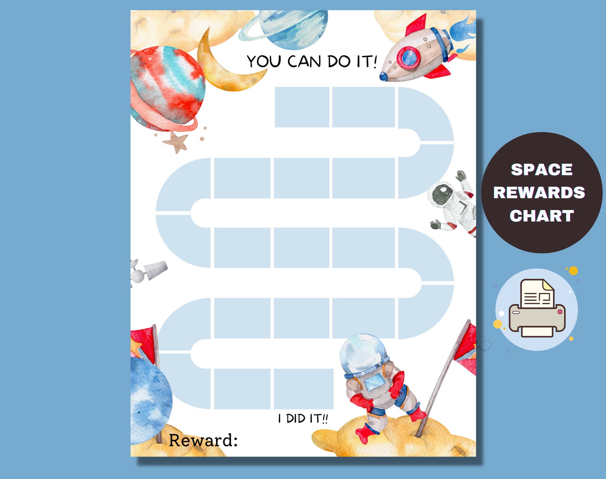 Outer Space Astronaut Reward Chart for Kids, Toddlers, Space Astronaut ...