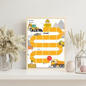 Construction Reward Chart for Kids, Toddlers, Boys, Construction ...
