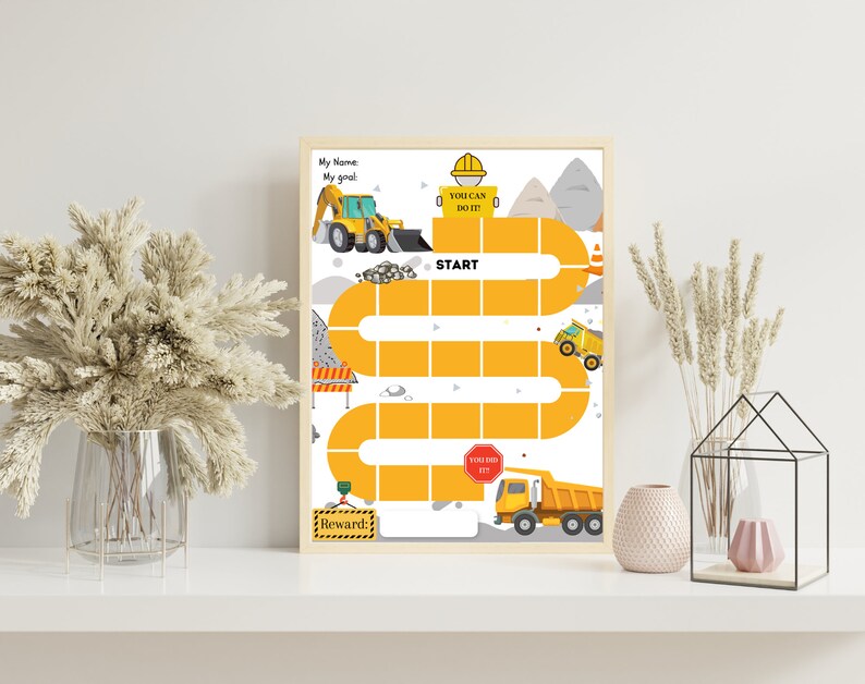 Construction Reward Chart for Kids, Toddlers, Boys, Construction ...