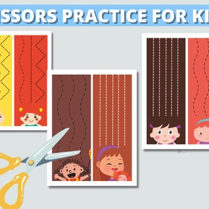 Scissor Cutting Practice Skills Pre-k Worksheet, Pretend Play Barber ...