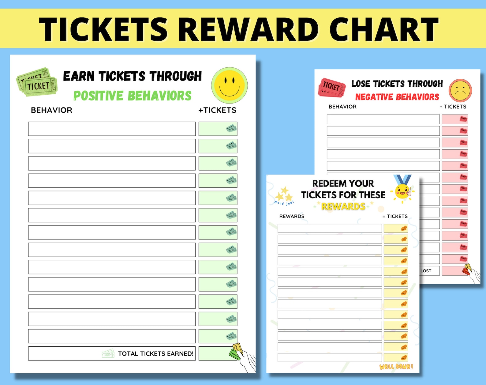 Ticket Rewards Chart for Kids, Raffle Tickets Reward System for Home ...
