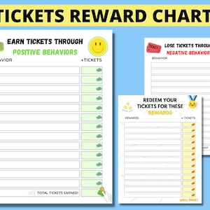 Ticket Rewards Chart for Kids, Raffle Tickets Reward System for Home ...