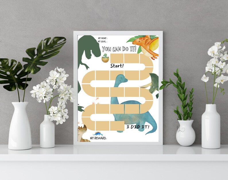 Printable Dinosaur Reward Chart for Kids, Boys, Dinosaur Behavior Chart ...
