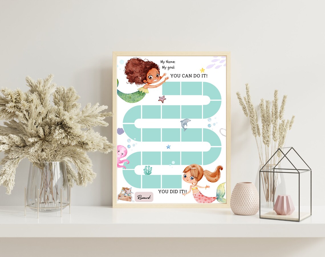 Mermaid Reward Chart Printable for Girls, Mermaid Behavior Chart for ...