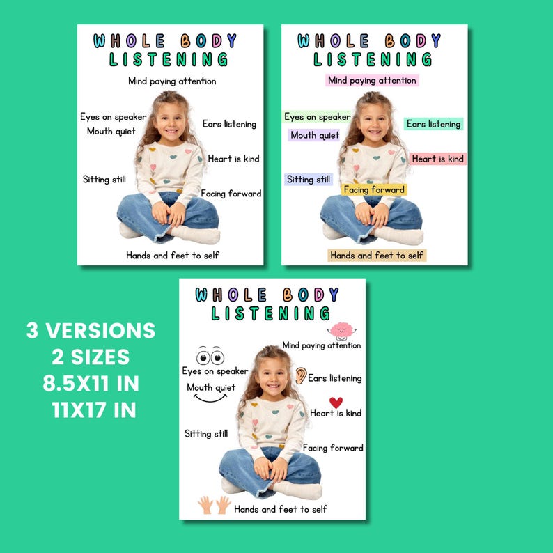 5 Whole Body Listening Posters | Calm Body Circle Time Visuals ...