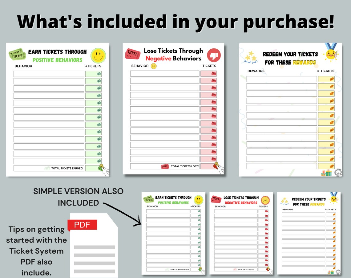 Ticket Rewards Chart for Kids, Raffle Tickets Reward System for Home ...