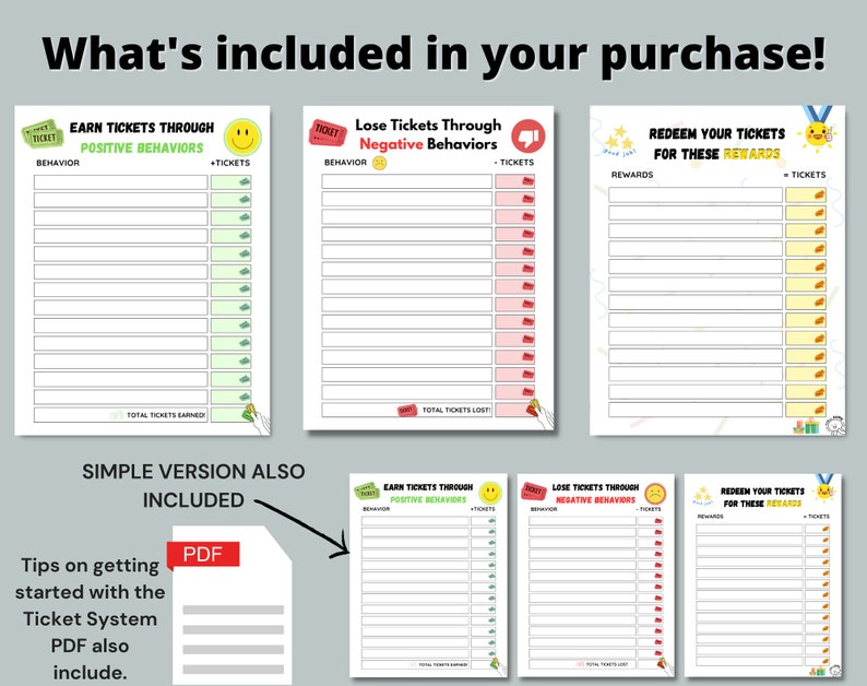 Ticket Rewards Chart for Kids, Raffle Tickets Reward System for Home ...
