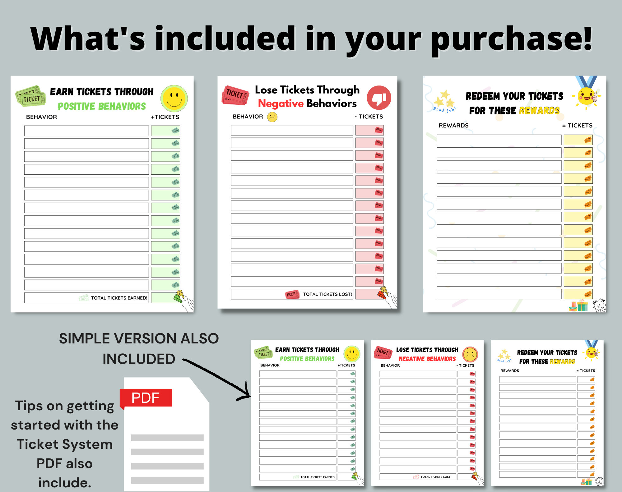 Ticket Rewards Chart for Kids, Raffle Tickets Reward System for Home ...