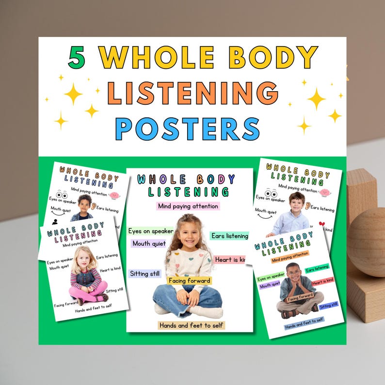 5 Whole Body Listening Posters | Calm Body Circle Time Visuals ...