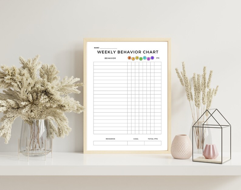 Weekly Behavior Chart Printable for Kids, Students, Classroom ...