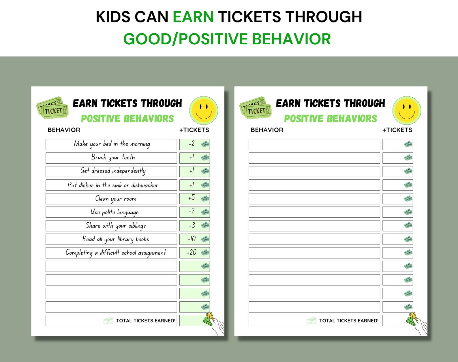 Ticket Rewards Chart for Kids, Raffle Tickets Reward System for Home ...