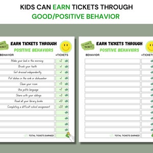 Ticket Rewards Chart for Kids, Raffle Tickets Reward System for Home ...