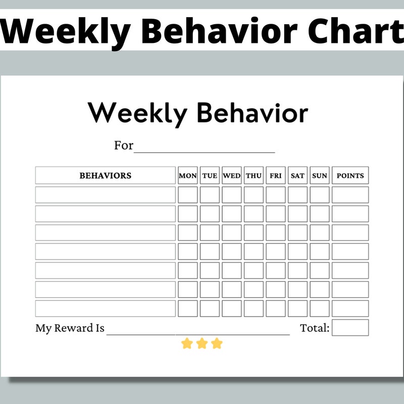 Weekly Behavior Chart - Etsy