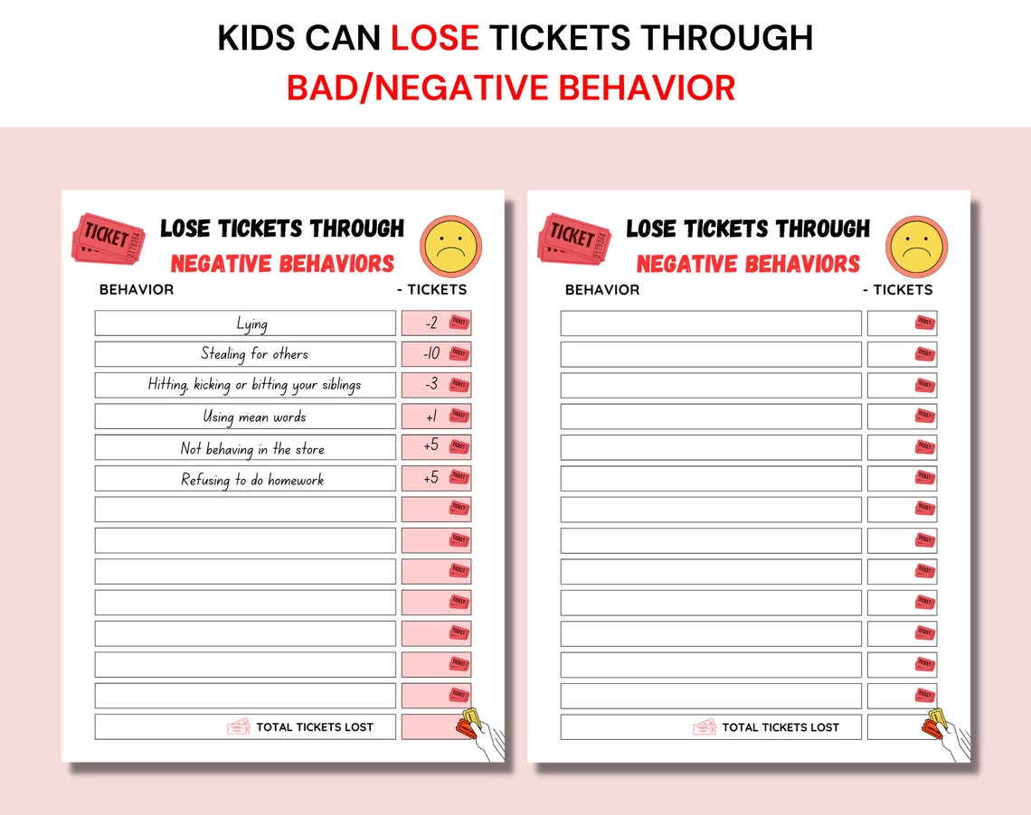 Ticket Rewards Chart for Kids, Raffle Tickets Reward System for Home ...