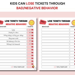 Ticket Rewards Chart for Kids, Raffle Tickets Reward System for Home ...