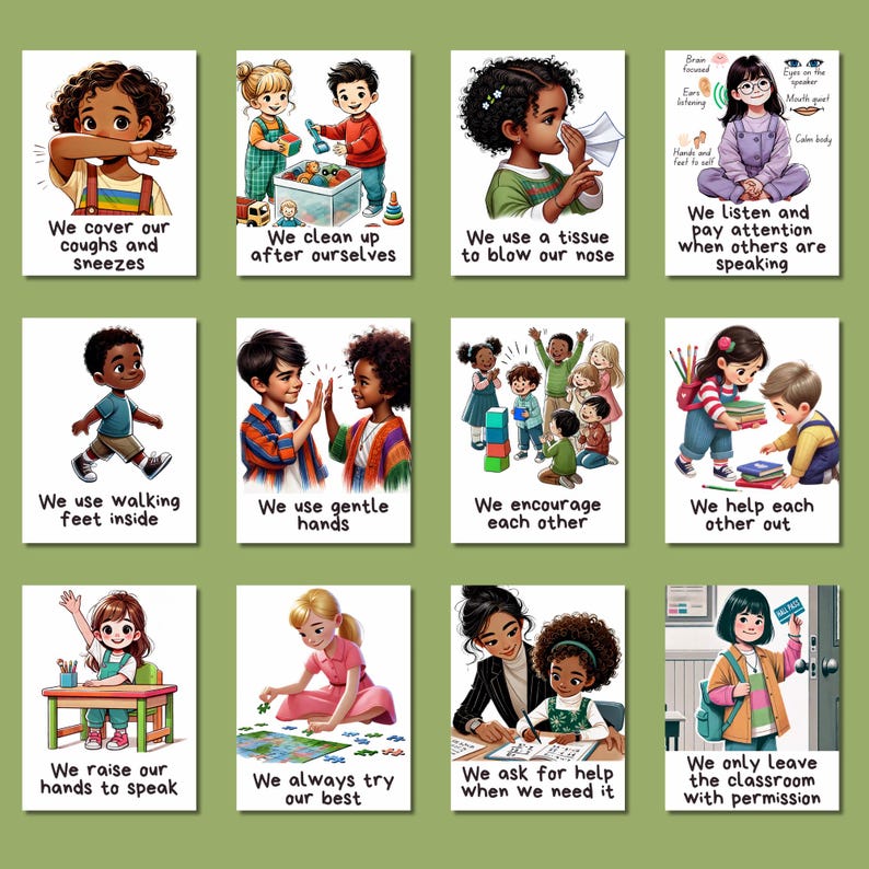 37 Printable Classroom Rules Posters for Daycare, Preschool ...