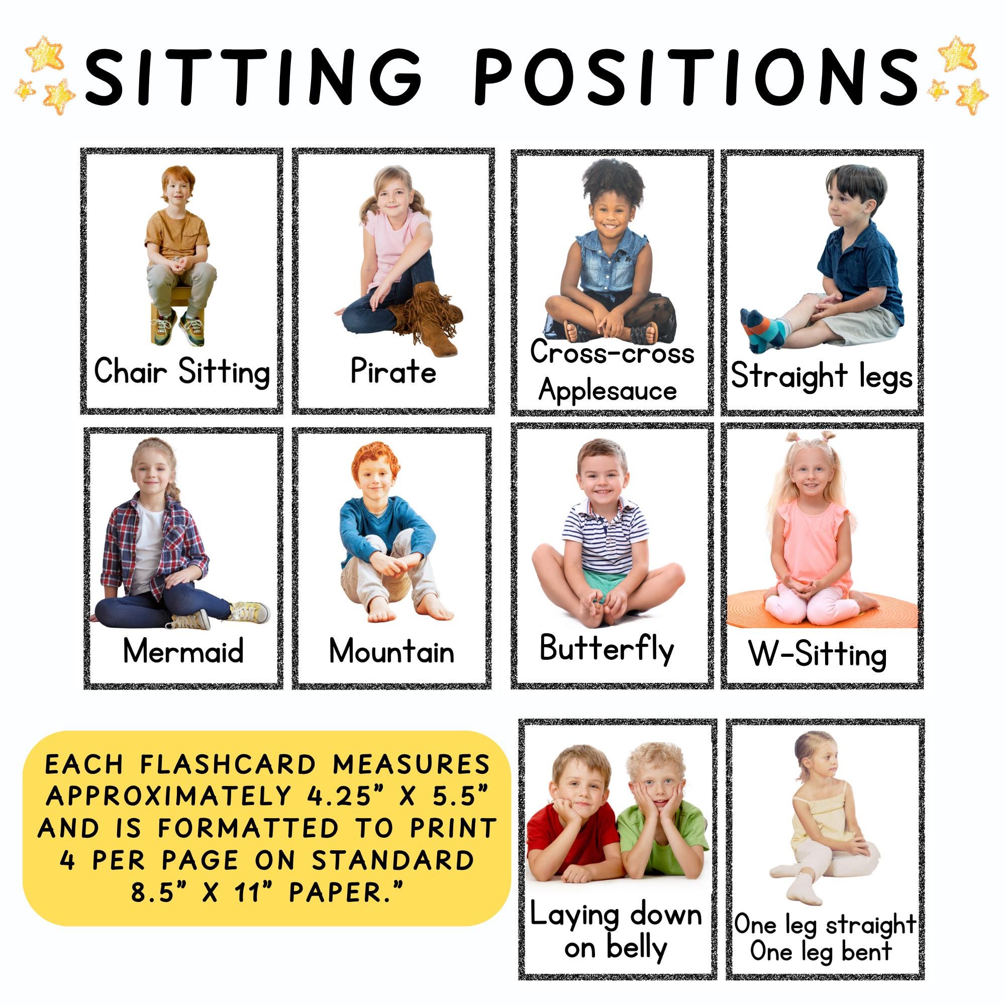 Circle Time Rules & Sitting Positions Cards Visuals, Whole Body ...